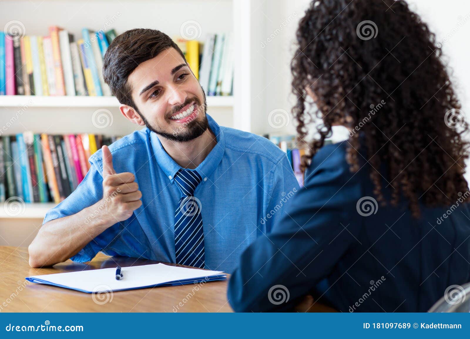 Laughing Mexican Businessman at Job Interview Stock Image - Image of ...