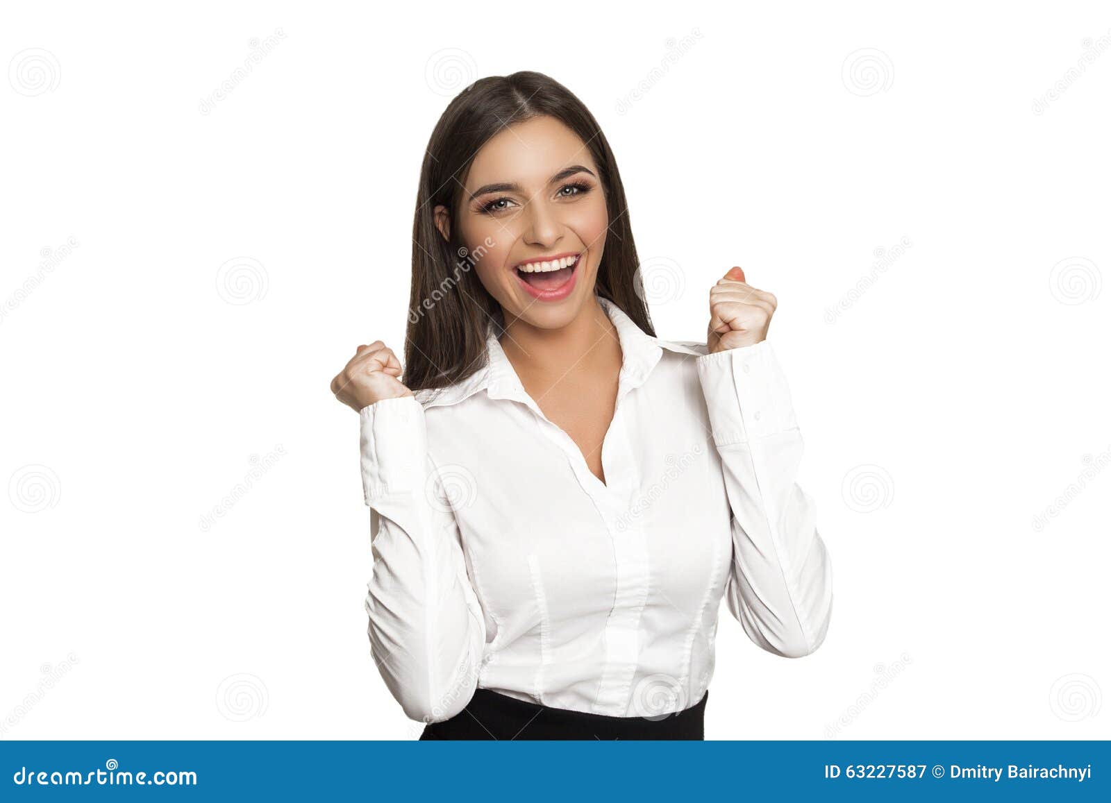 Laughing model showing stock image. Image of hand, woman - 63227587