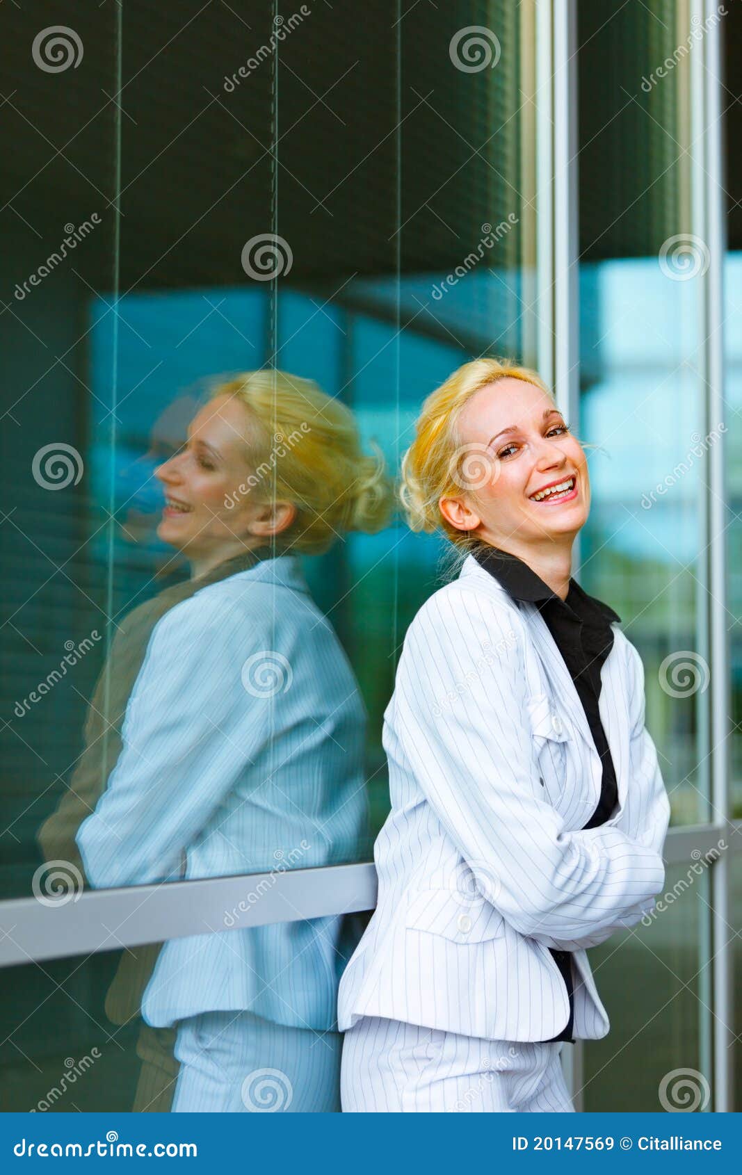 Laughing Modern Business Woman At Office Building Stock Image Image