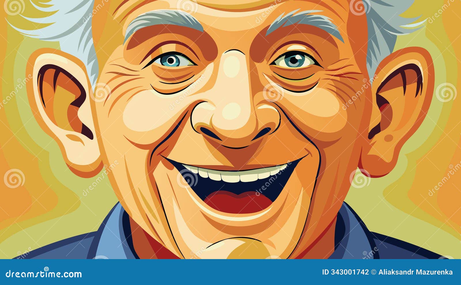 Laughing Old Man Head stock illustration. Illustration of face - 343001742