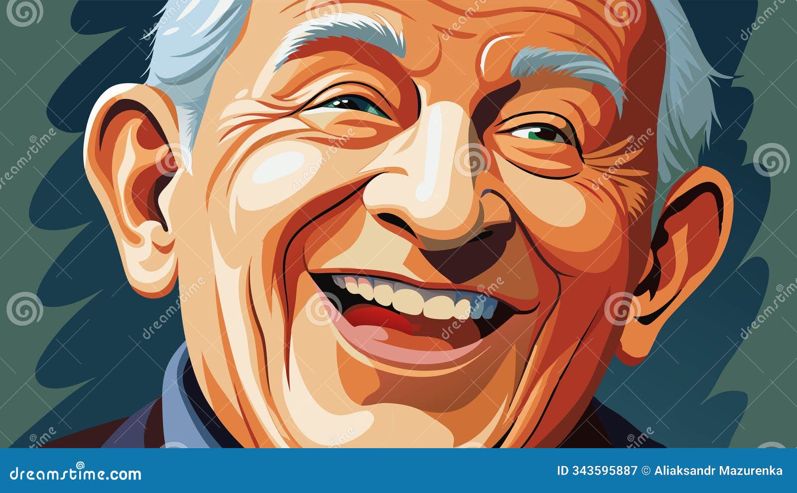 Laughing Old Man Head stock vector. Illustration of avatar - 343595887