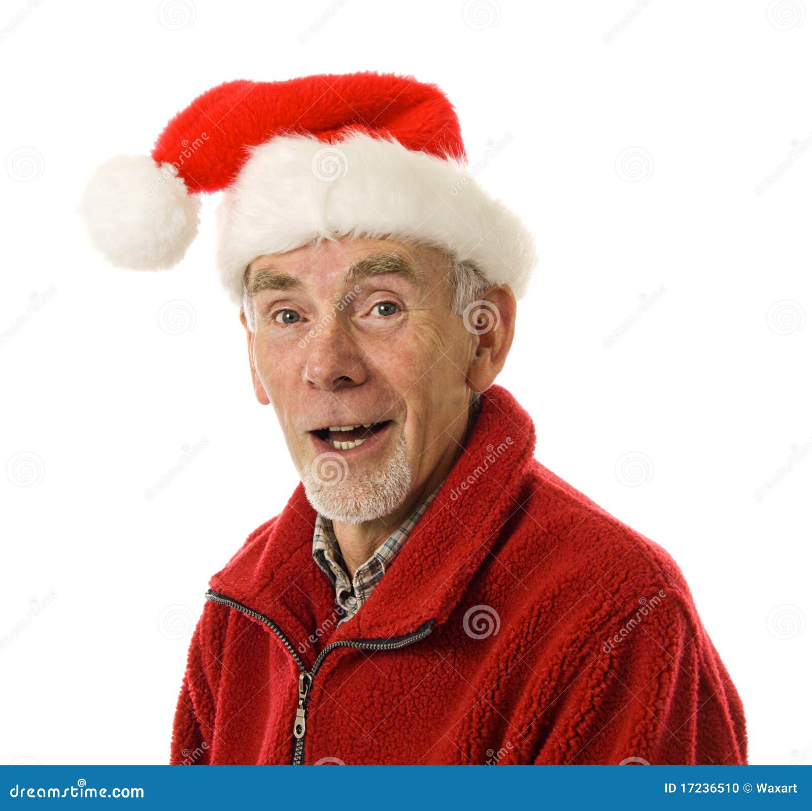 Laughing Old Man in Santa Hat Stock Photo - Image of beard, looking ...