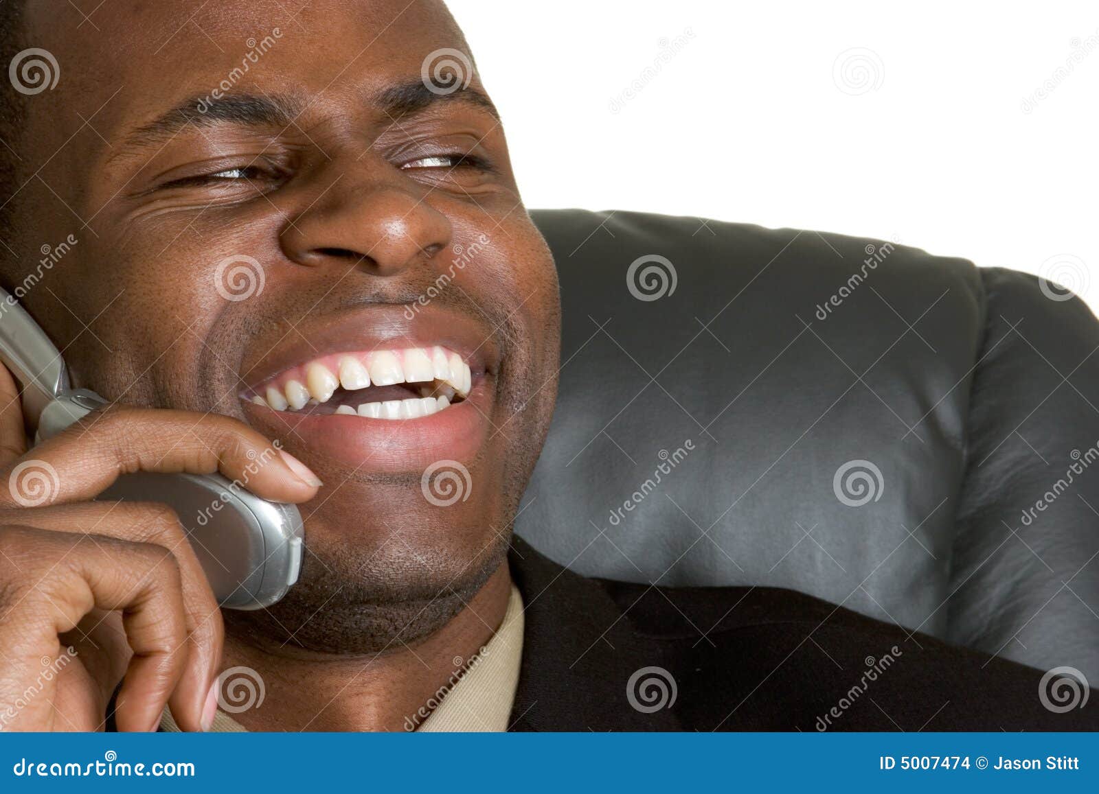 Laughing Phone Man stock photo. Image of portrait, happy - 5007474