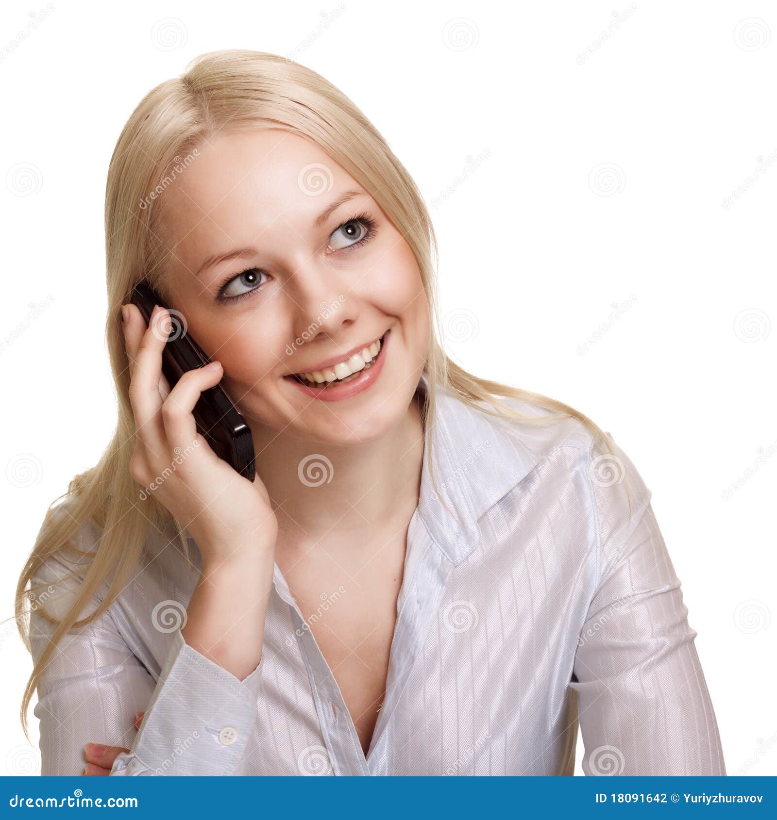 Laughing Phone Woman Isolated Stock Photo - Image of happy, beautiful ...