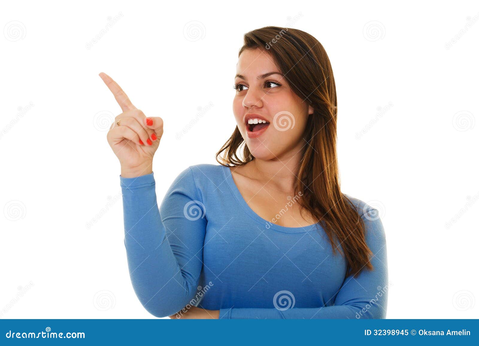Laughing and Pointing Young Woman Stock Image - Image of finger ...