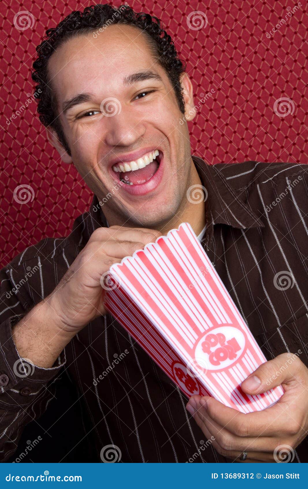 Laughing Popcorn Man stock photo. Image of food, joyful - 13689312