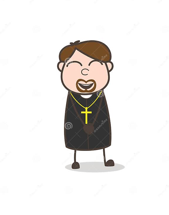 Laughing Priest Character Vector Stock Illustration - Illustration of ...
