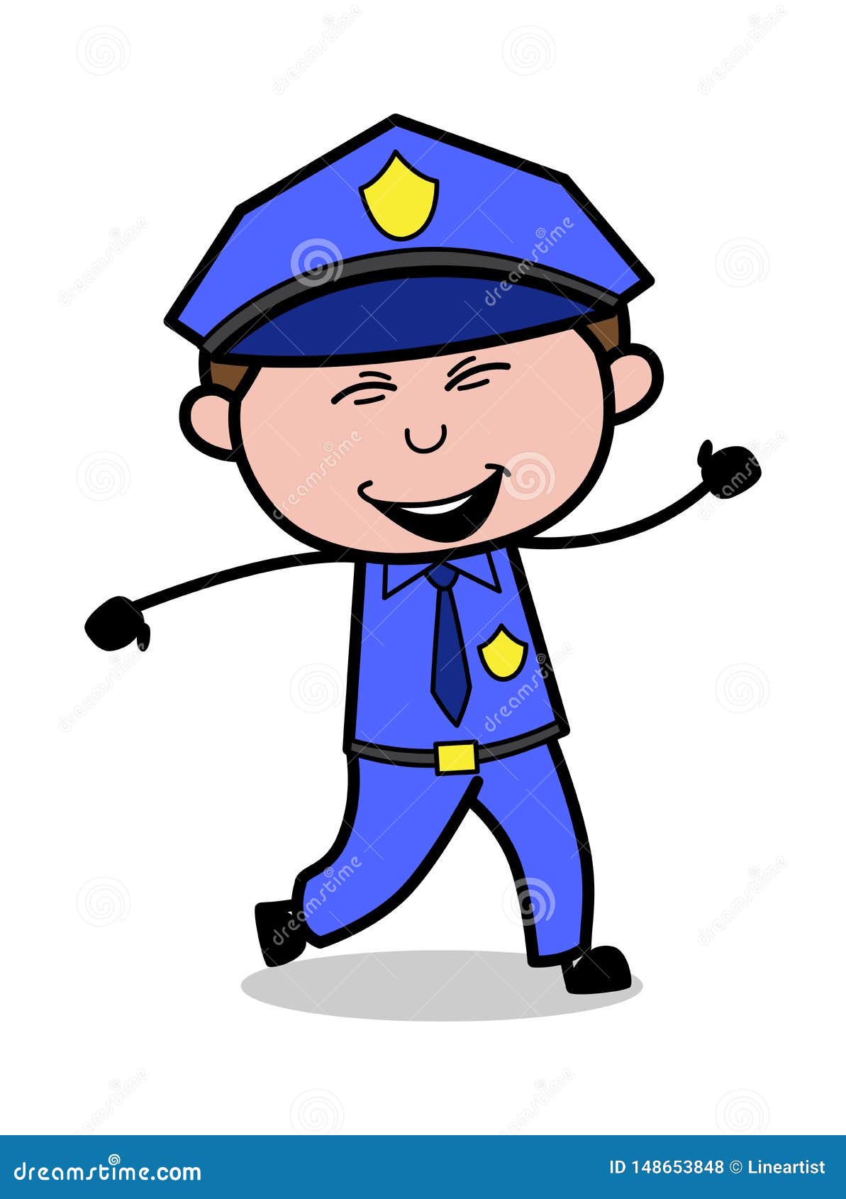 Laughing - Retro Cop Policeman Vector Illustration Stock Illustration ...