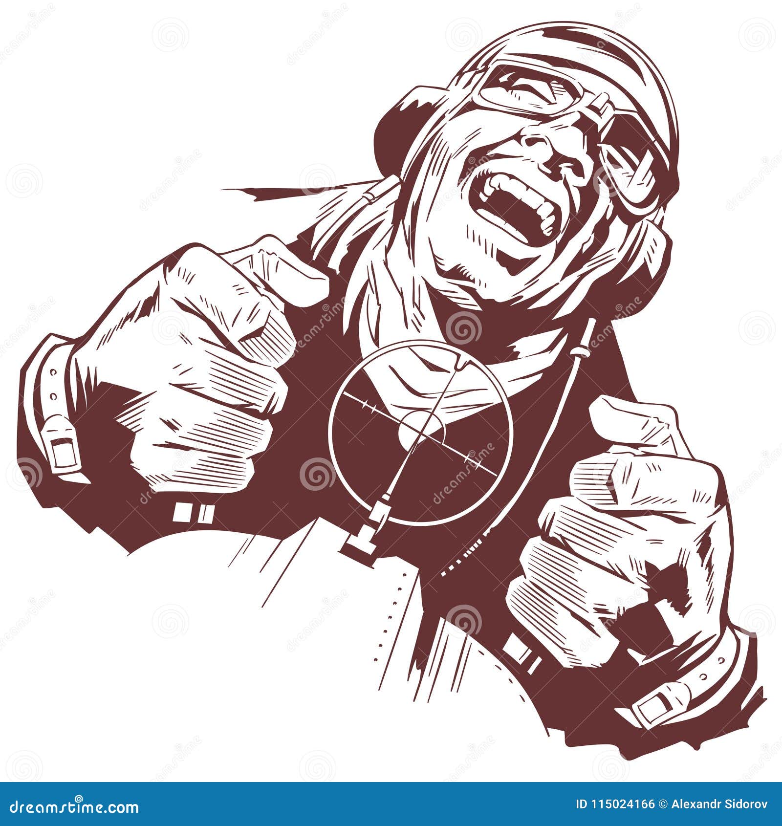 Laughing Retro Pilot. Stock Illustration. Stock Vector - Illustration ...