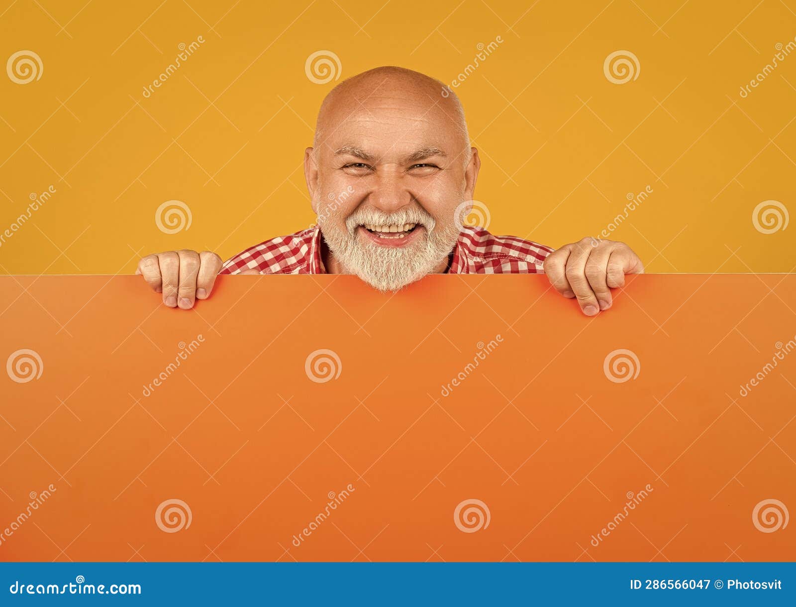 Laughing Senior Man with Copy Space on Blank Banner. Advert Stock Image ...