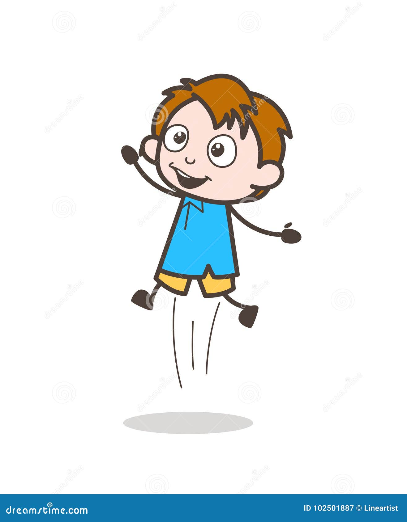 Laughing Small Kid Jumping in Excitement - Cute Cartoon Kid Vector ...