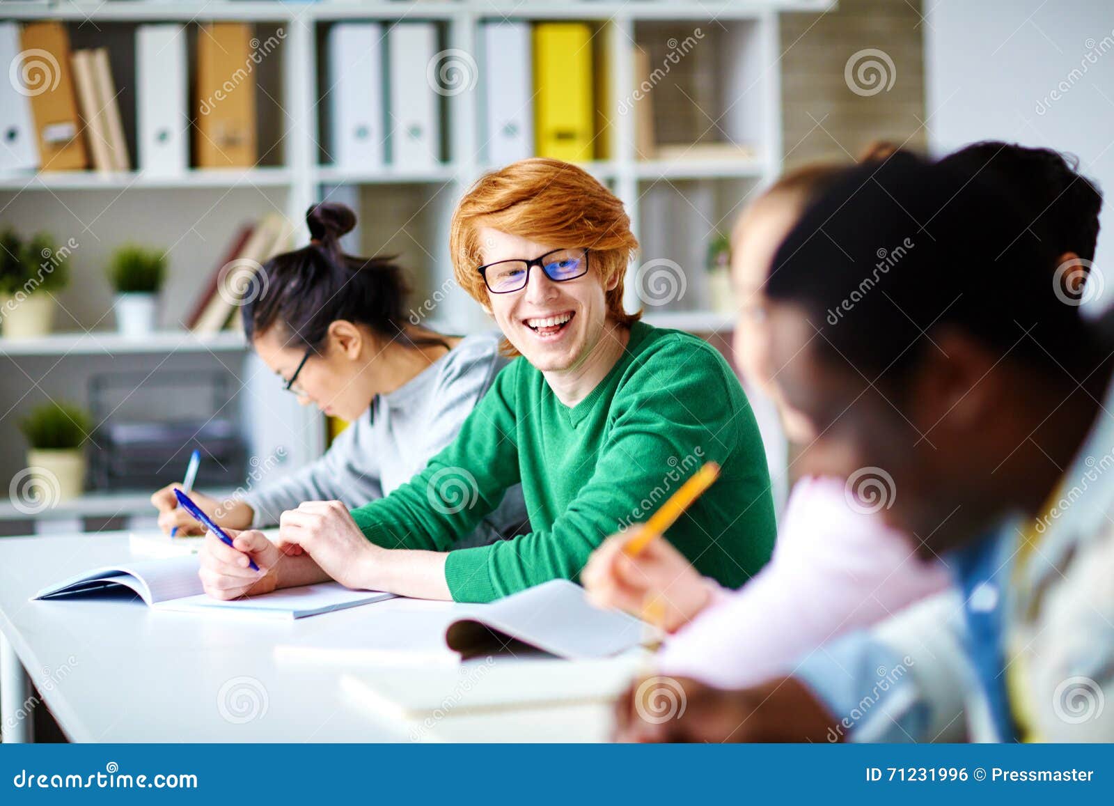 Laughing student stock photo. Image of women, happy, multiethnic - 71231996