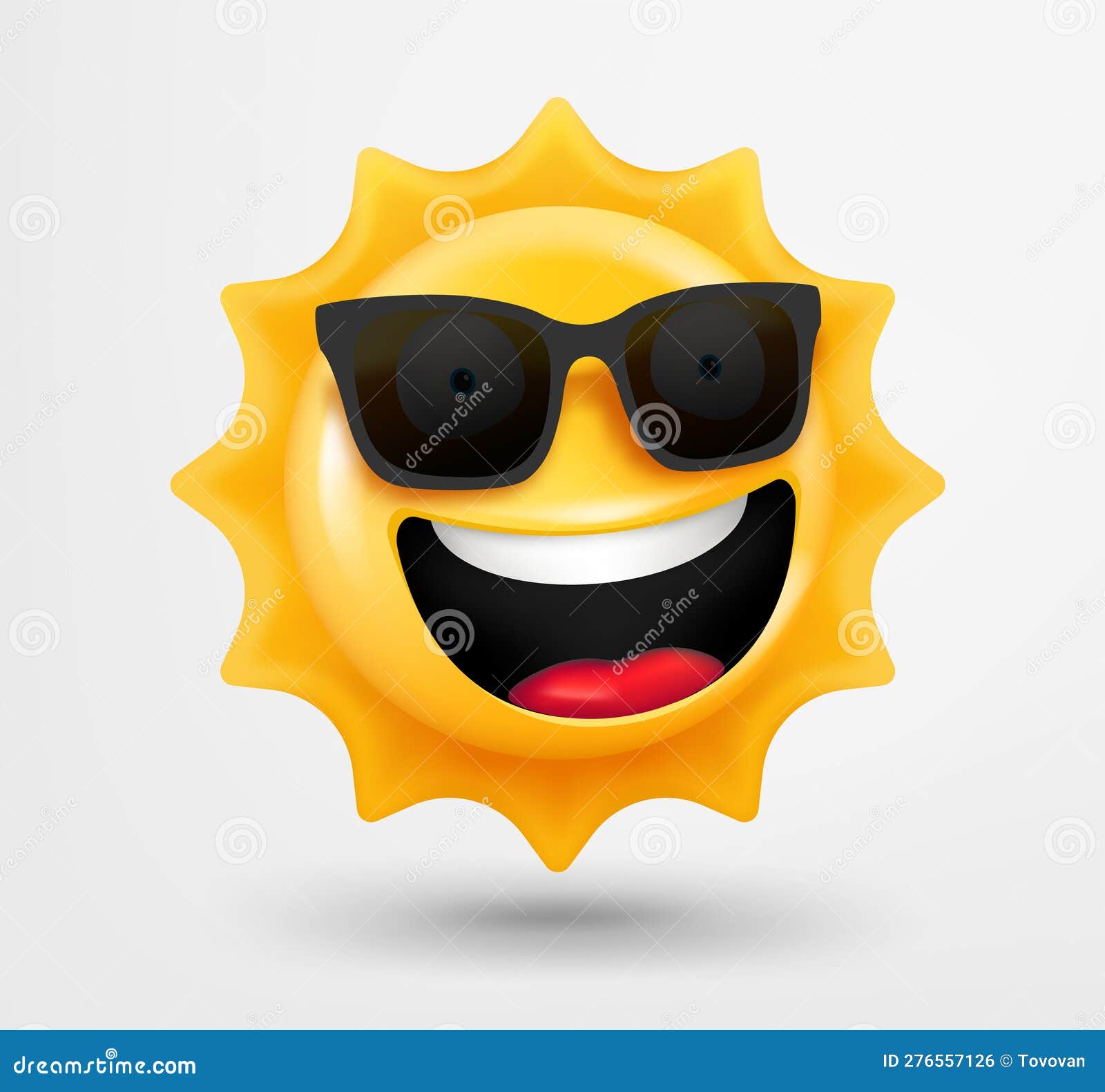 Laughing Sun Emoticon. 3d Vector Emoji Isolated on White Background ...