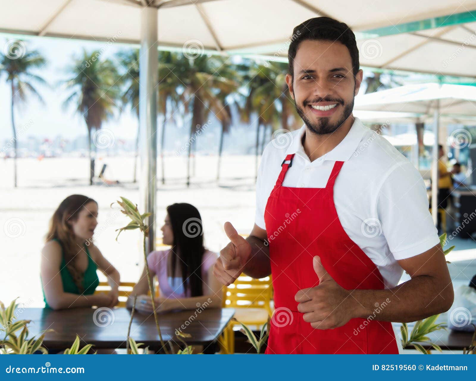 Laughing Waiter of a Cocktail Bar at Beach Stock Photo - Image of adult ...