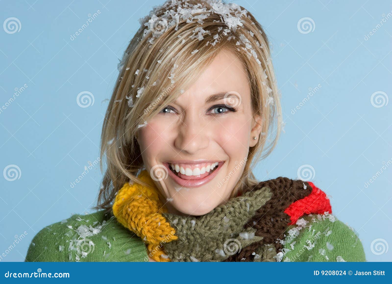 Laughing Winter Woman stock photo. Image of playful, scarf - 9208024