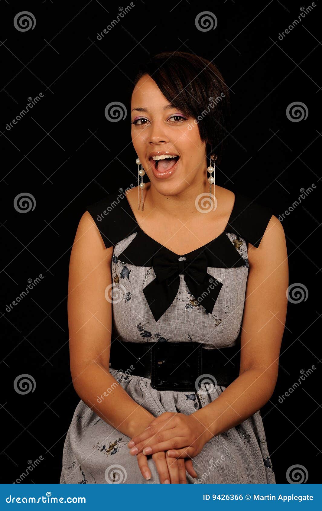 Laughing woman stock photo. Image of flowery, background - 9426366