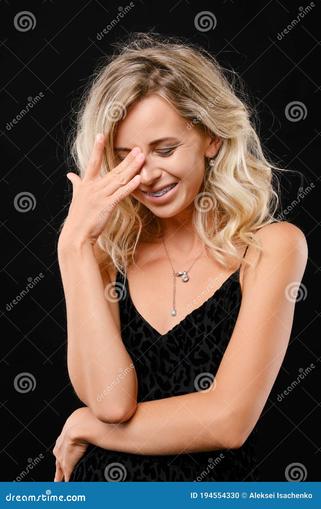 Laughing Woman Covers Face with One Hand Stock Photo - Image of healthy ...