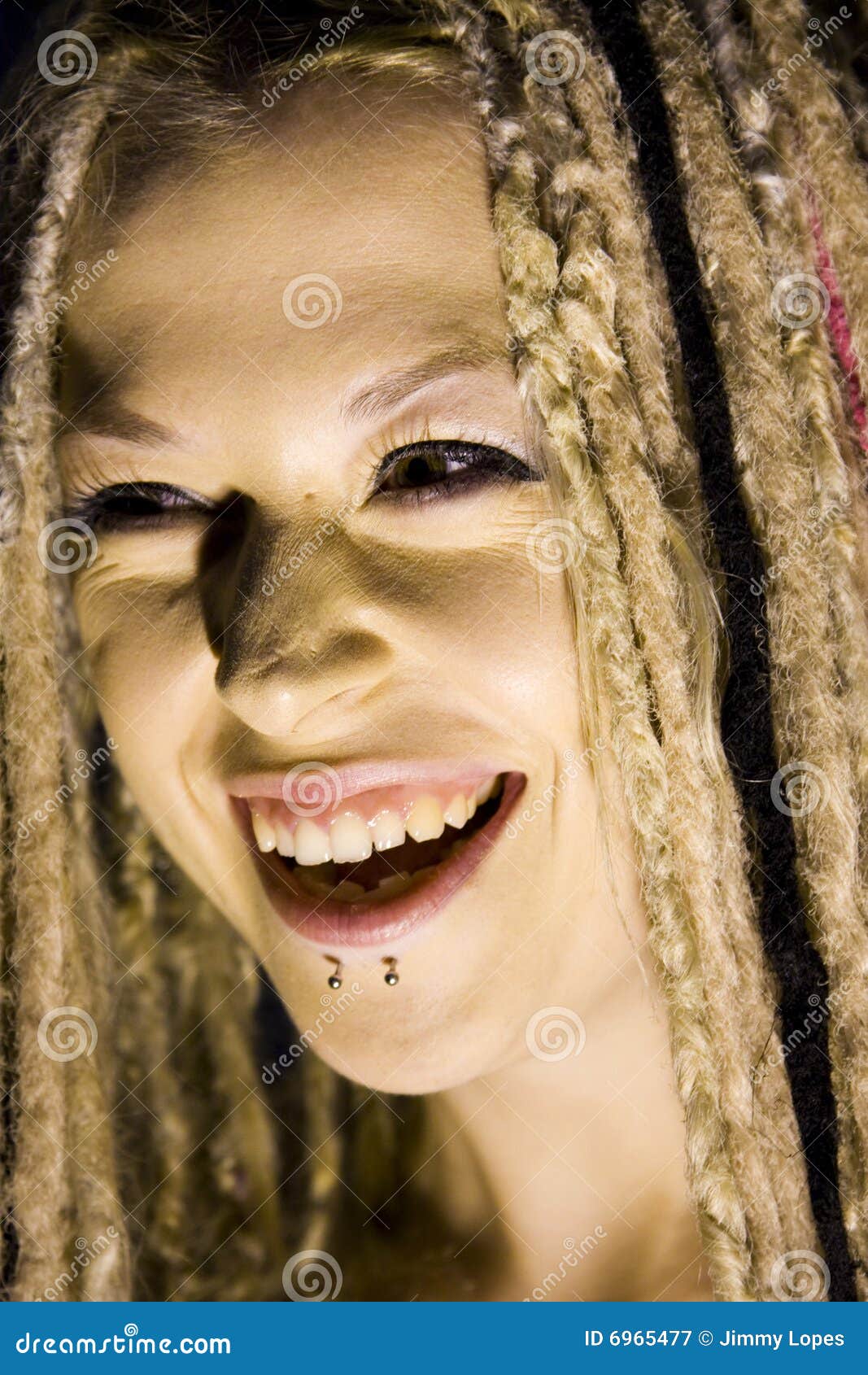 Laughing Woman with Face Piercings Stock Image - Image of dread, eyes ...