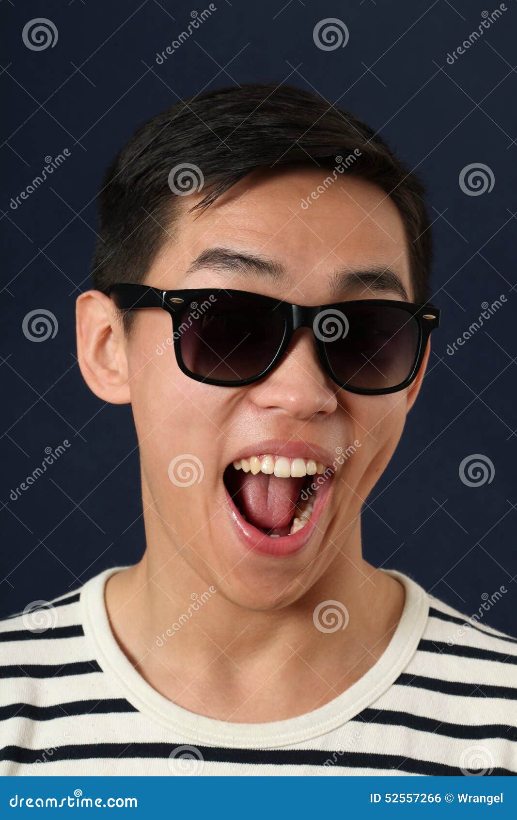 Laughing Young Asian Man in Sunglasses Stock Photo - Image of laughing ...