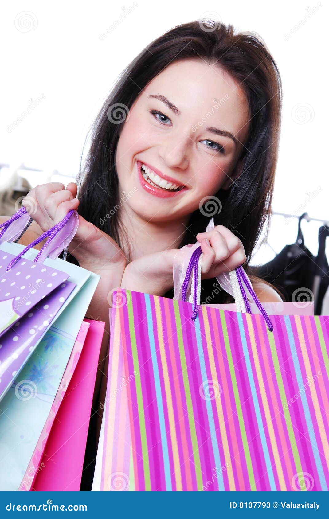 Laughing Young Woman Shooping with Bags Stock Image - Image of human ...