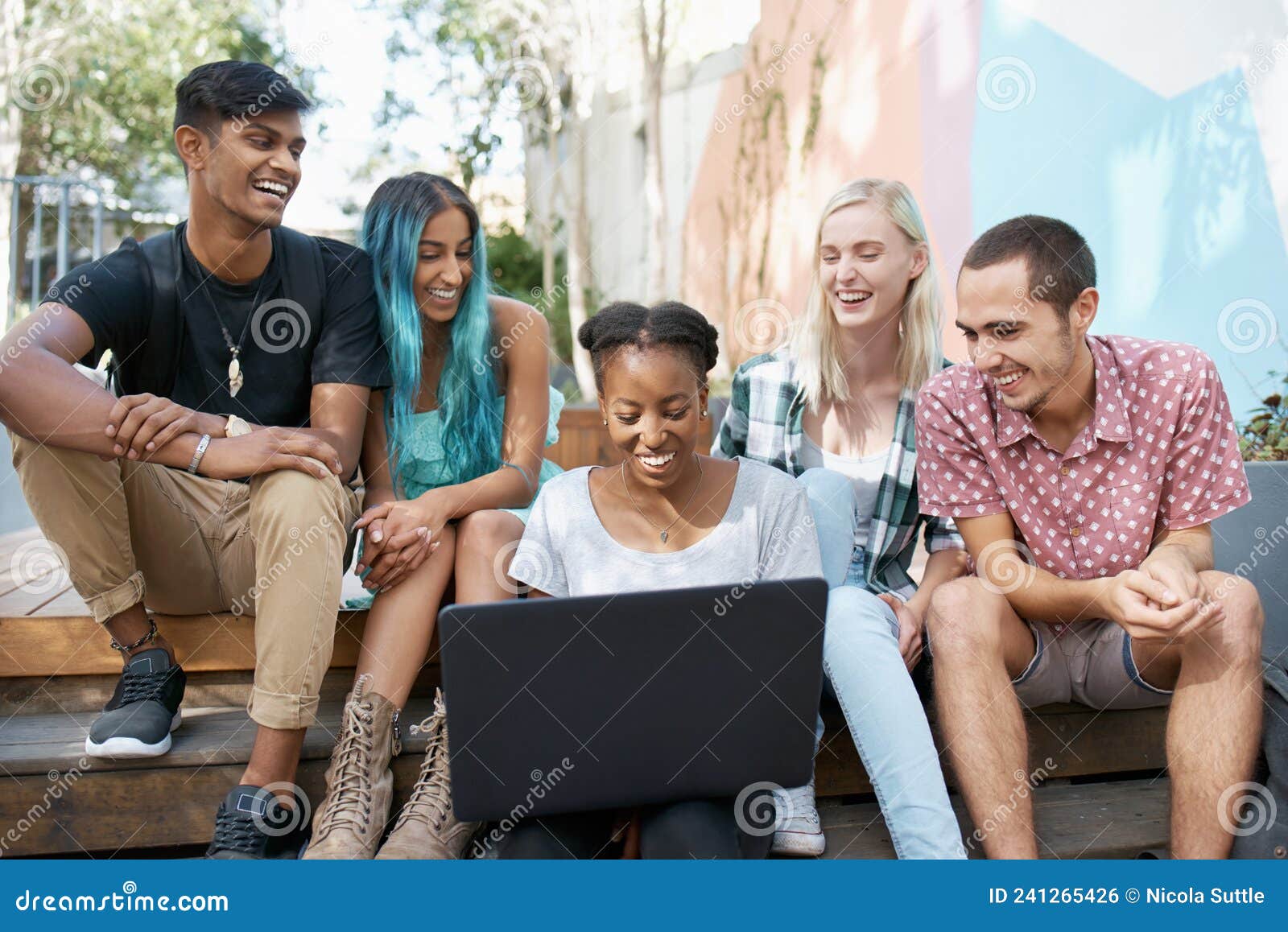 Laughter on Campus is What we All Need Stock Photo - Image of tech ...