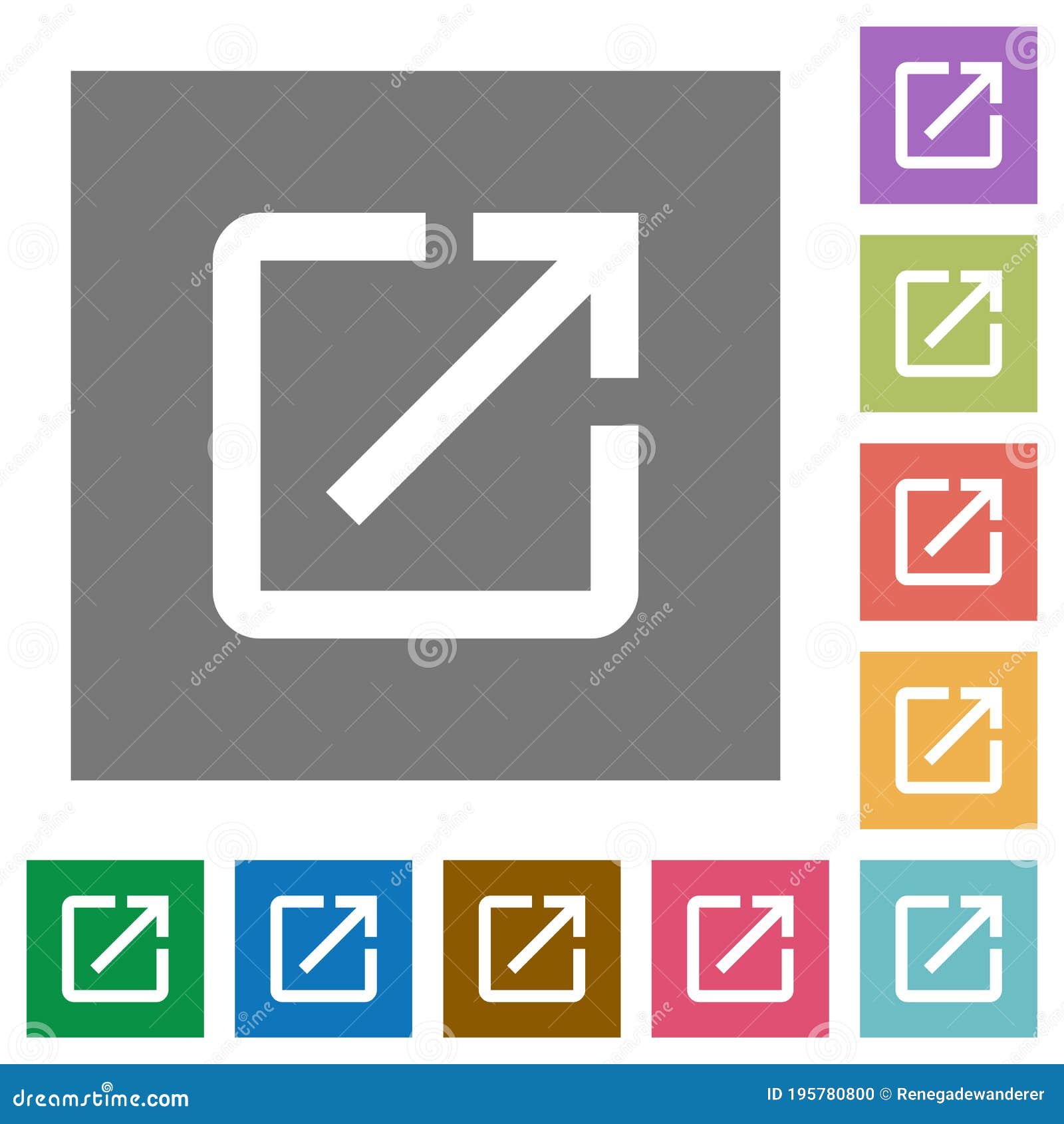 Launch Application Square Flat Icons Stock Vector - Illustration of ...