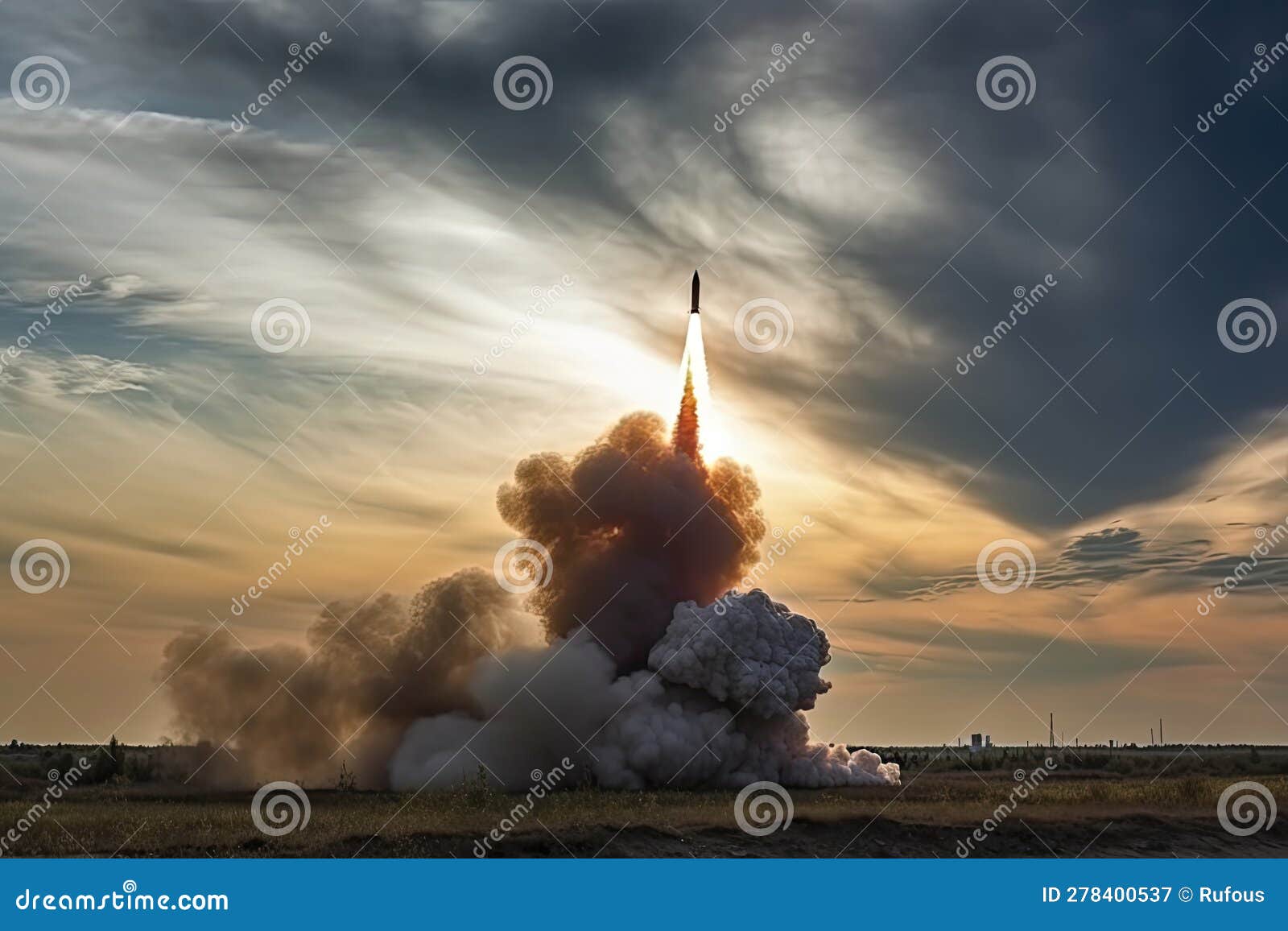 Launch of a Ballistic Missile Stock Illustration - Illustration of ...