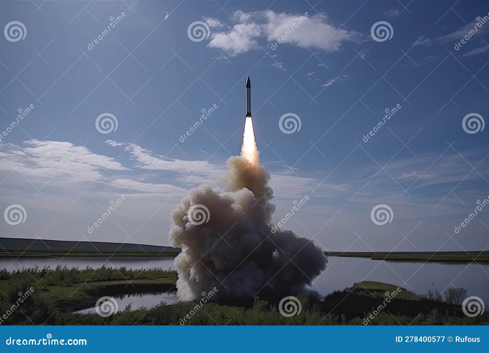 Launch of a Ballistic Missile Stock Illustration - Illustration of ...