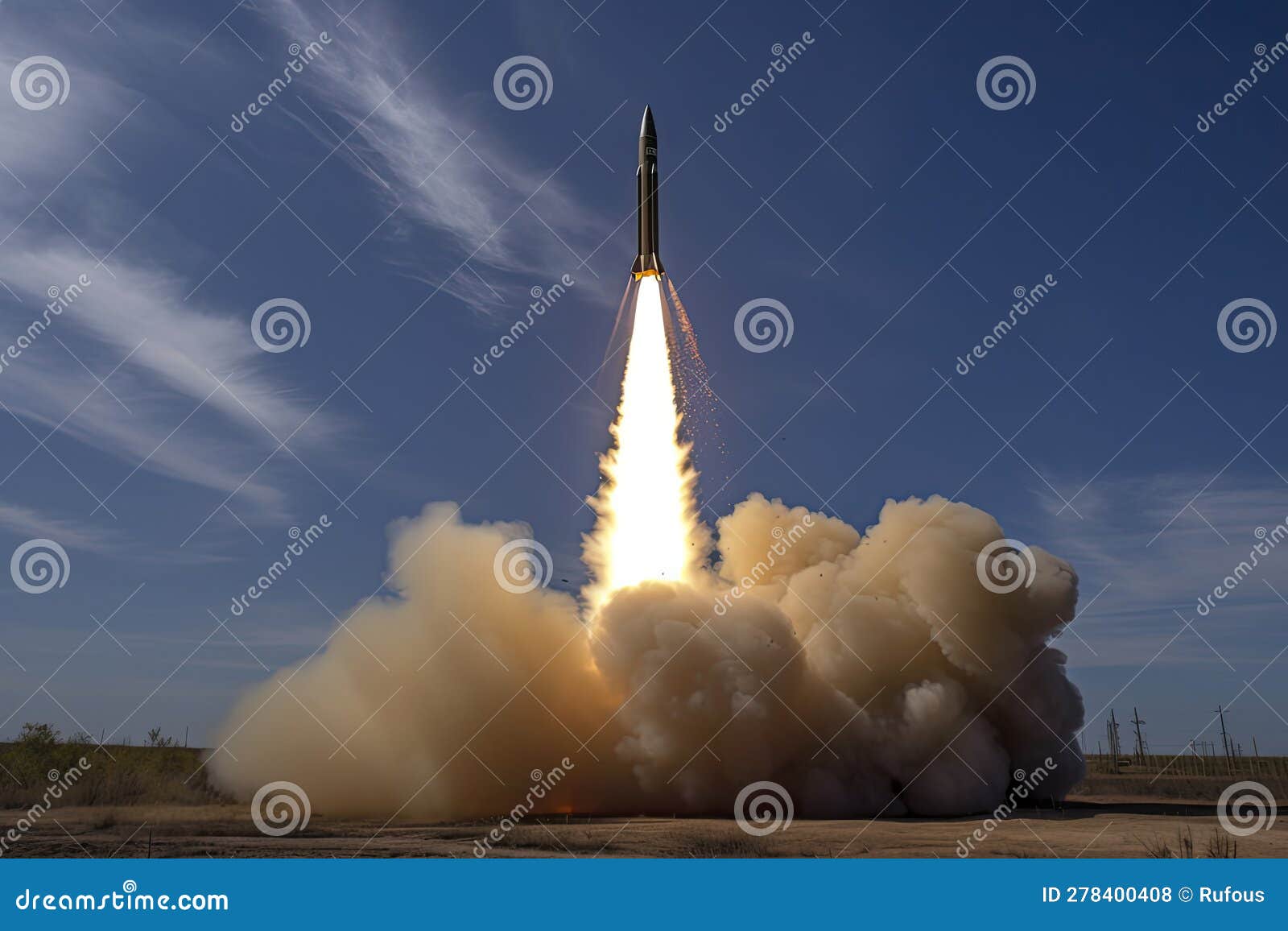 Launch of a Ballistic Missile Stock Illustration - Illustration of ...