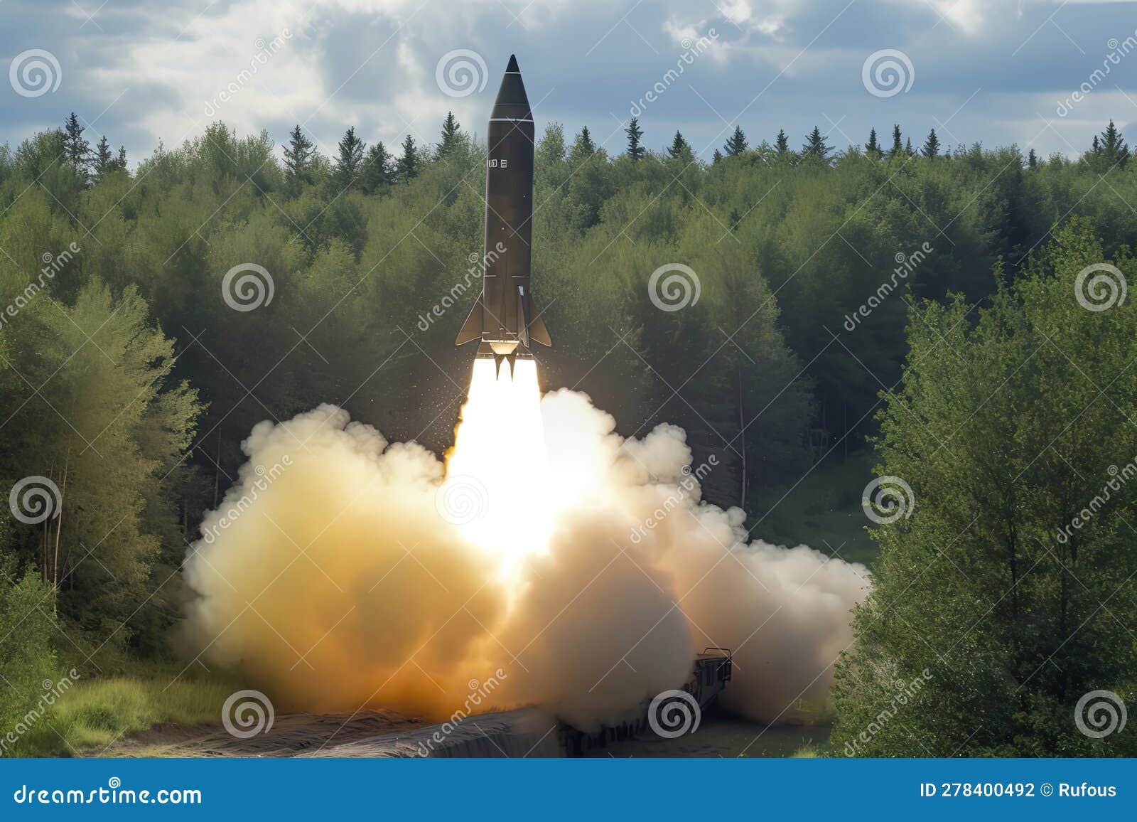 Launch of a Ballistic Missile Stock Illustration - Illustration of ...