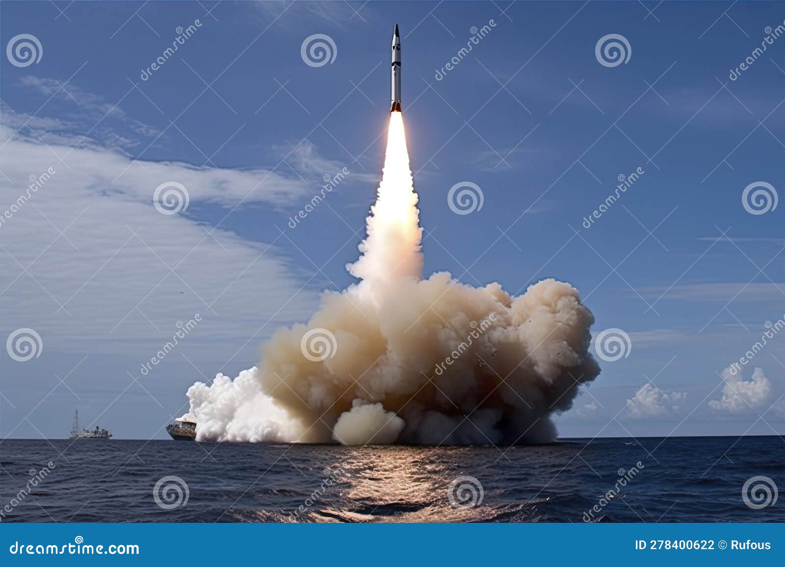 Launch of a Ballistic Missile Stock Illustration - Illustration of ...