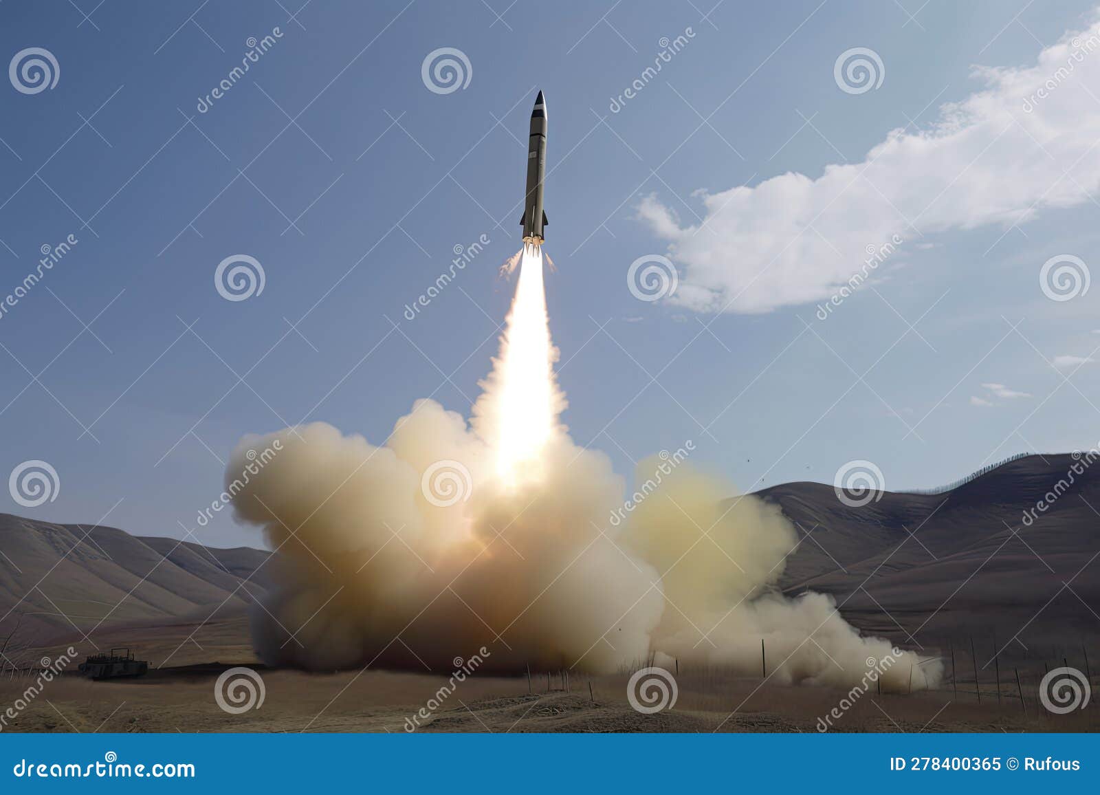 Launch of a Ballistic Missile Stock Illustration - Illustration of ...
