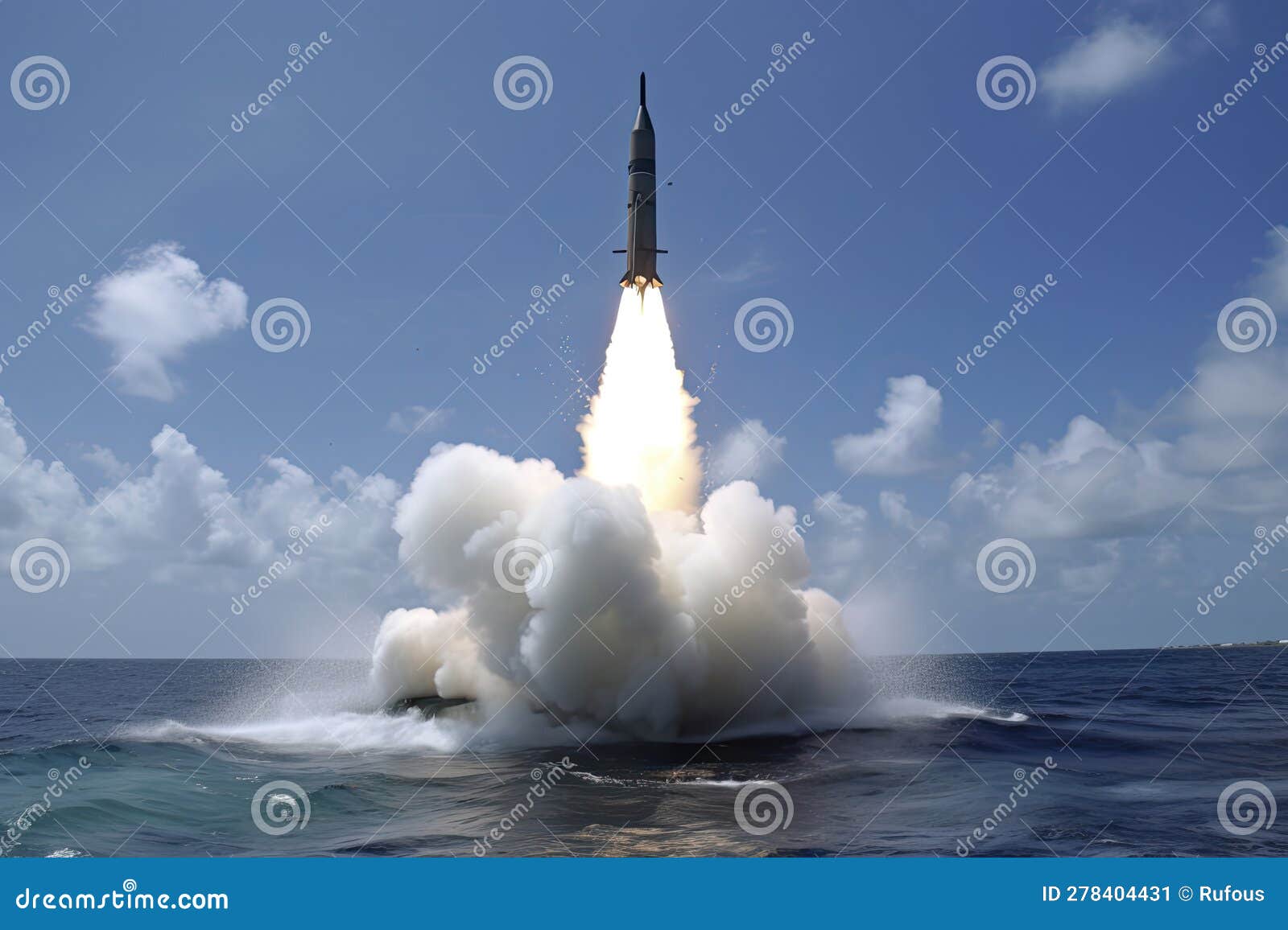 The Launch of a Ballistic Missile from Under Water Stock Illustration ...