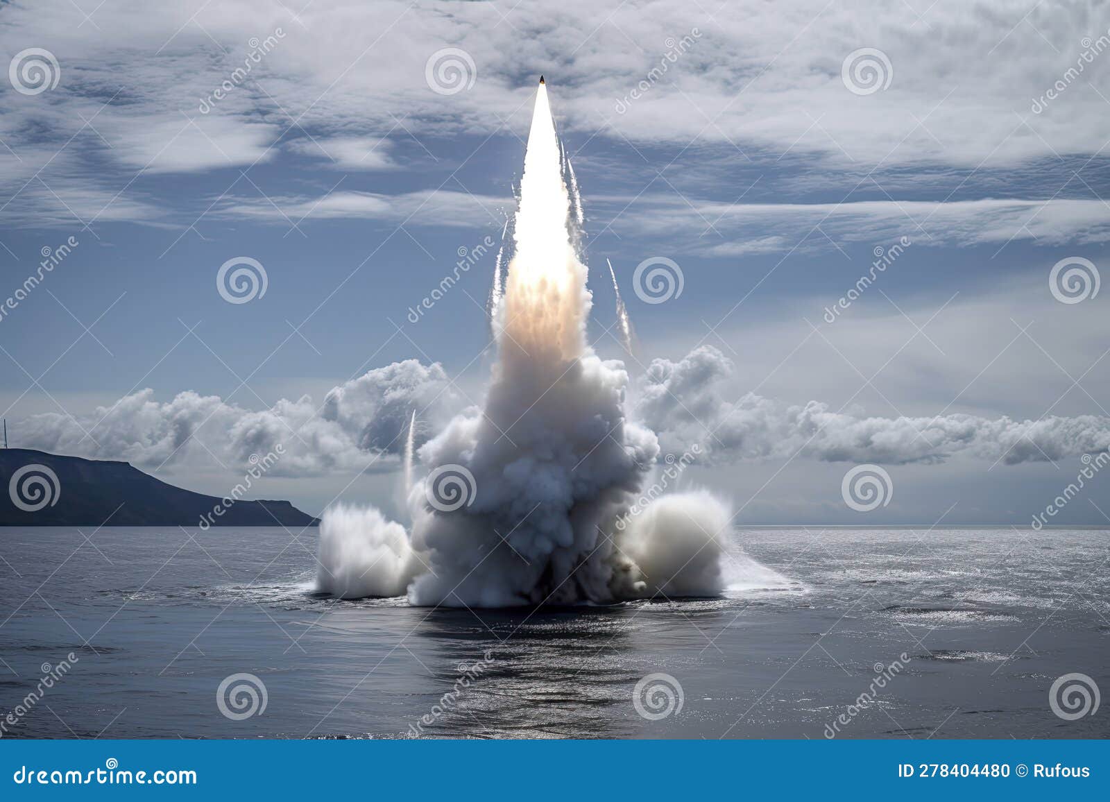 The Launch of a Ballistic Missile from Under Water Stock Illustration ...