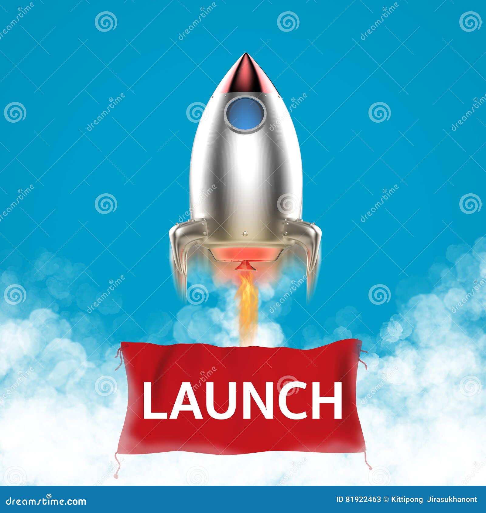 Launch Banner with Space Shuttle Stock Illustration - Illustration of ...