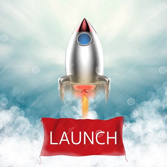 Launch Banner with Space Shuttle Stock Illustration - Illustration of ...