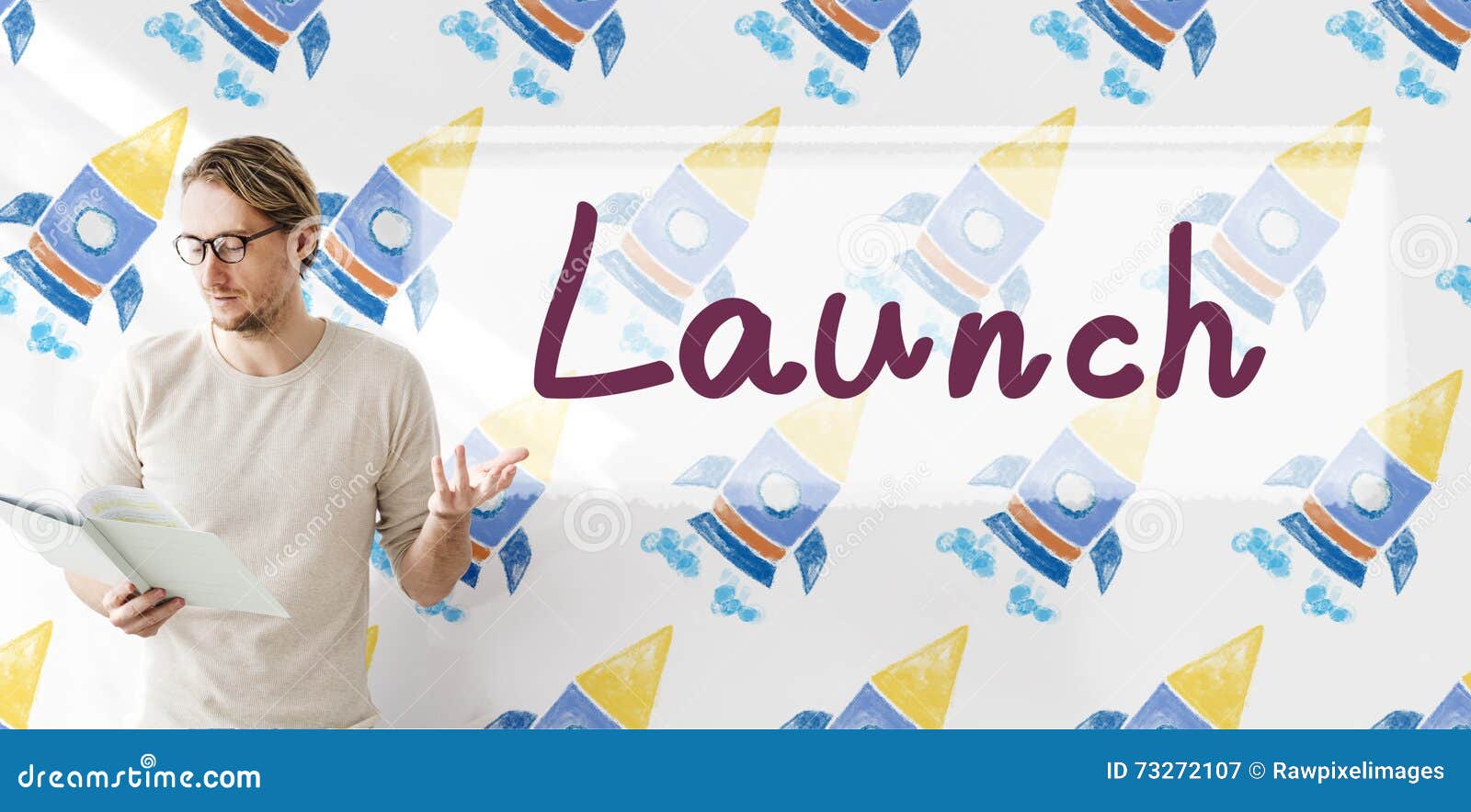 Launch Begin Introduce Startup Campaign Kick Off Concept Stock ...