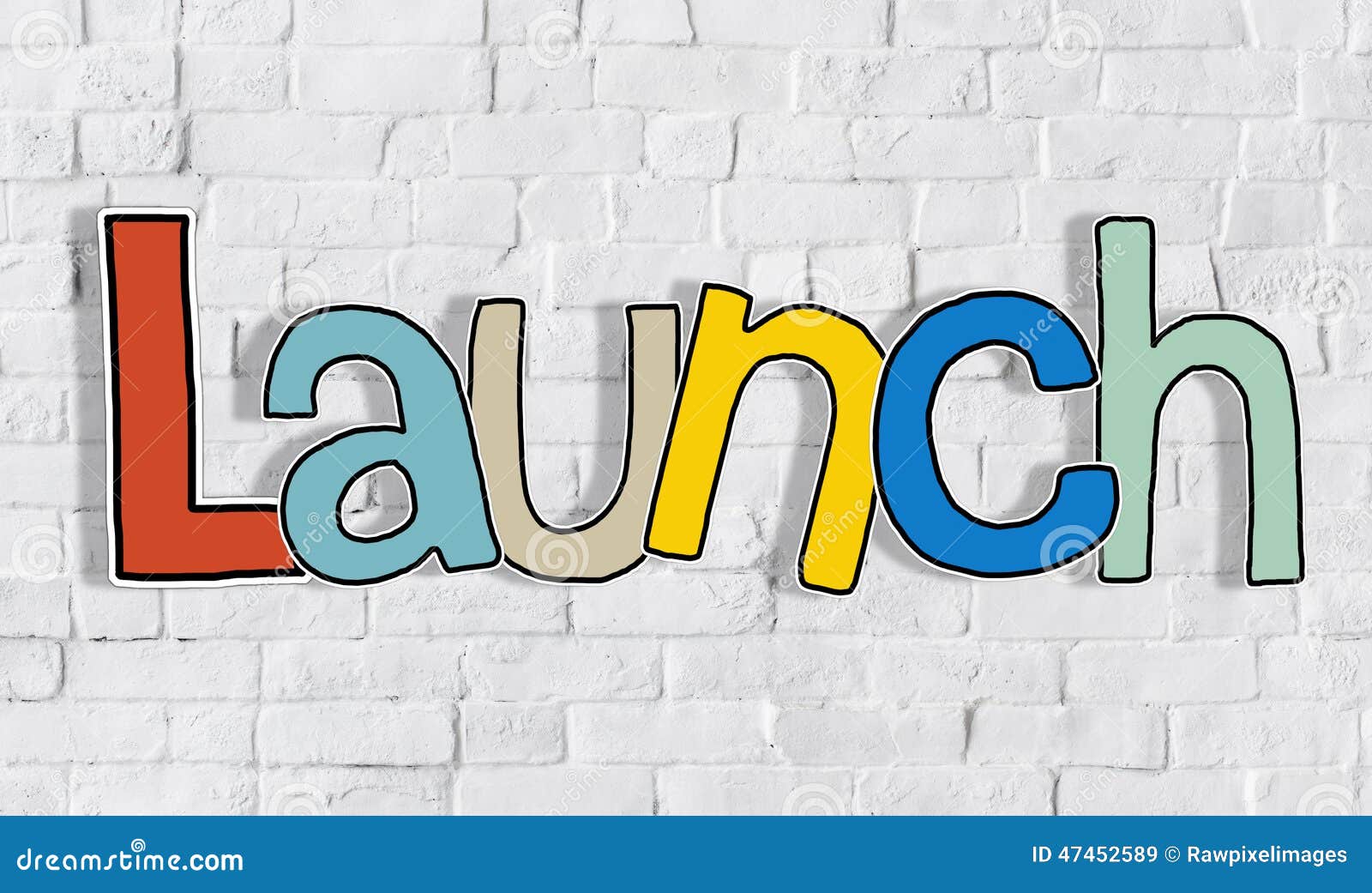 Launch Brick Wall Single Word Text Background Clean Concept Stock Image ...