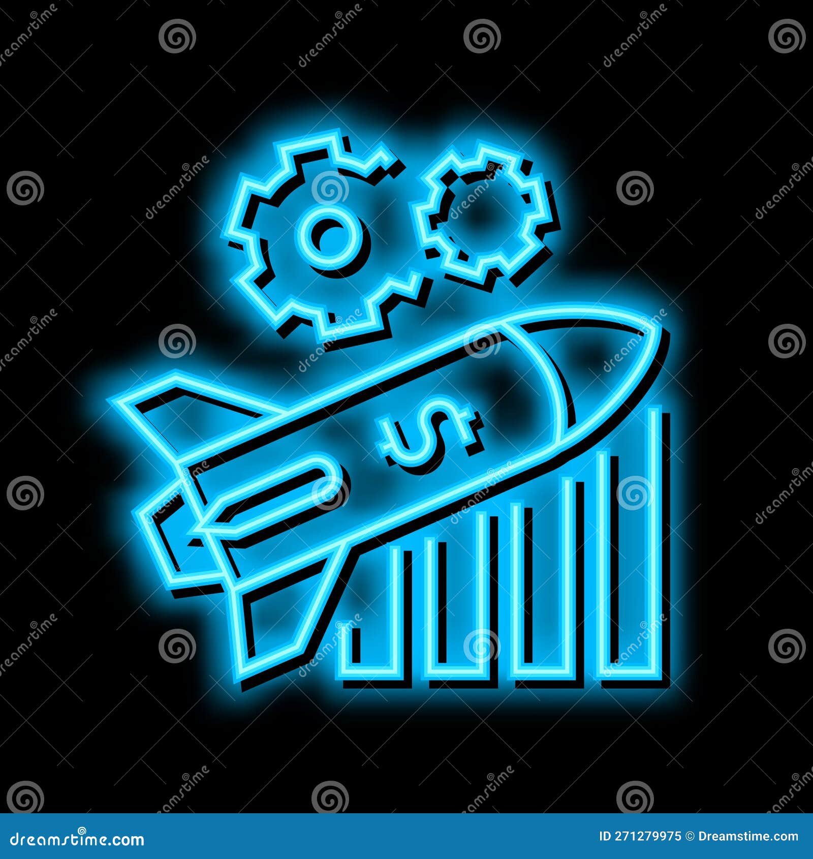 Launch Financial Rocket Neon Glow Icon Illustration Stock Vector ...