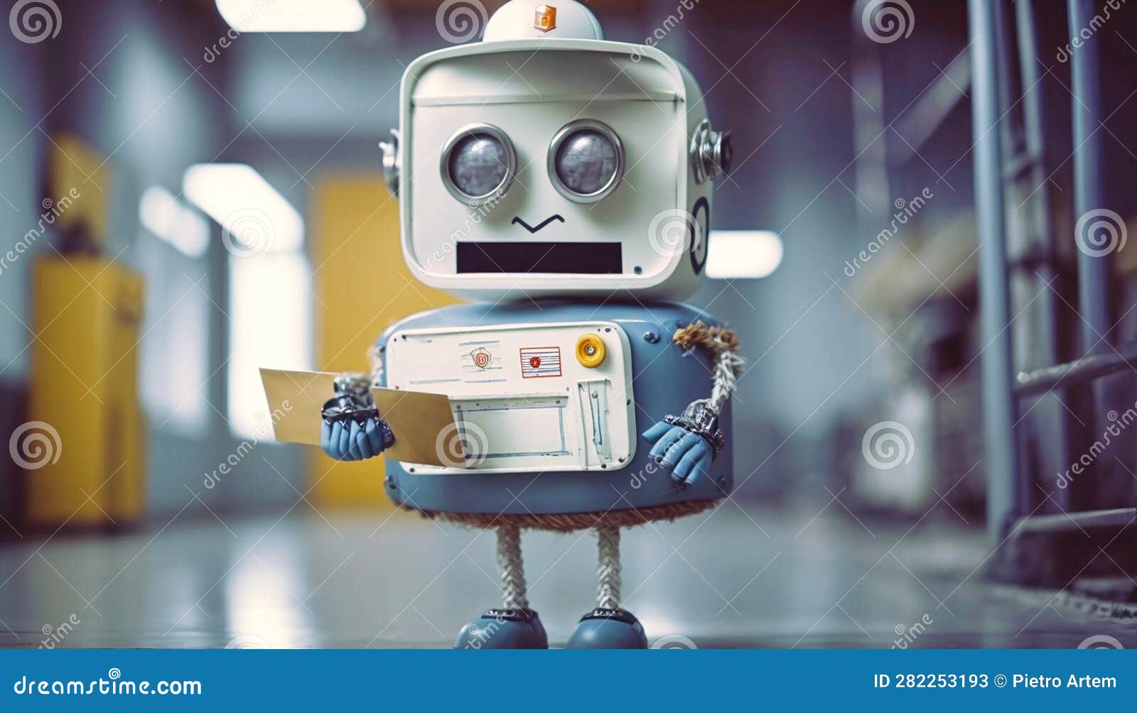 Launch of a Futuristic Intelligent Robot Mailman, Generative AI Stock ...
