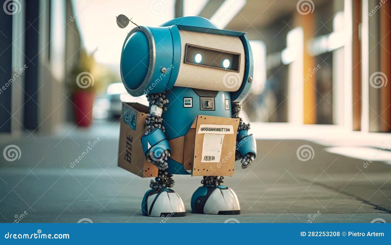 Launch of a Futuristic Intelligent Robot Mailman, Generative AI Stock ...