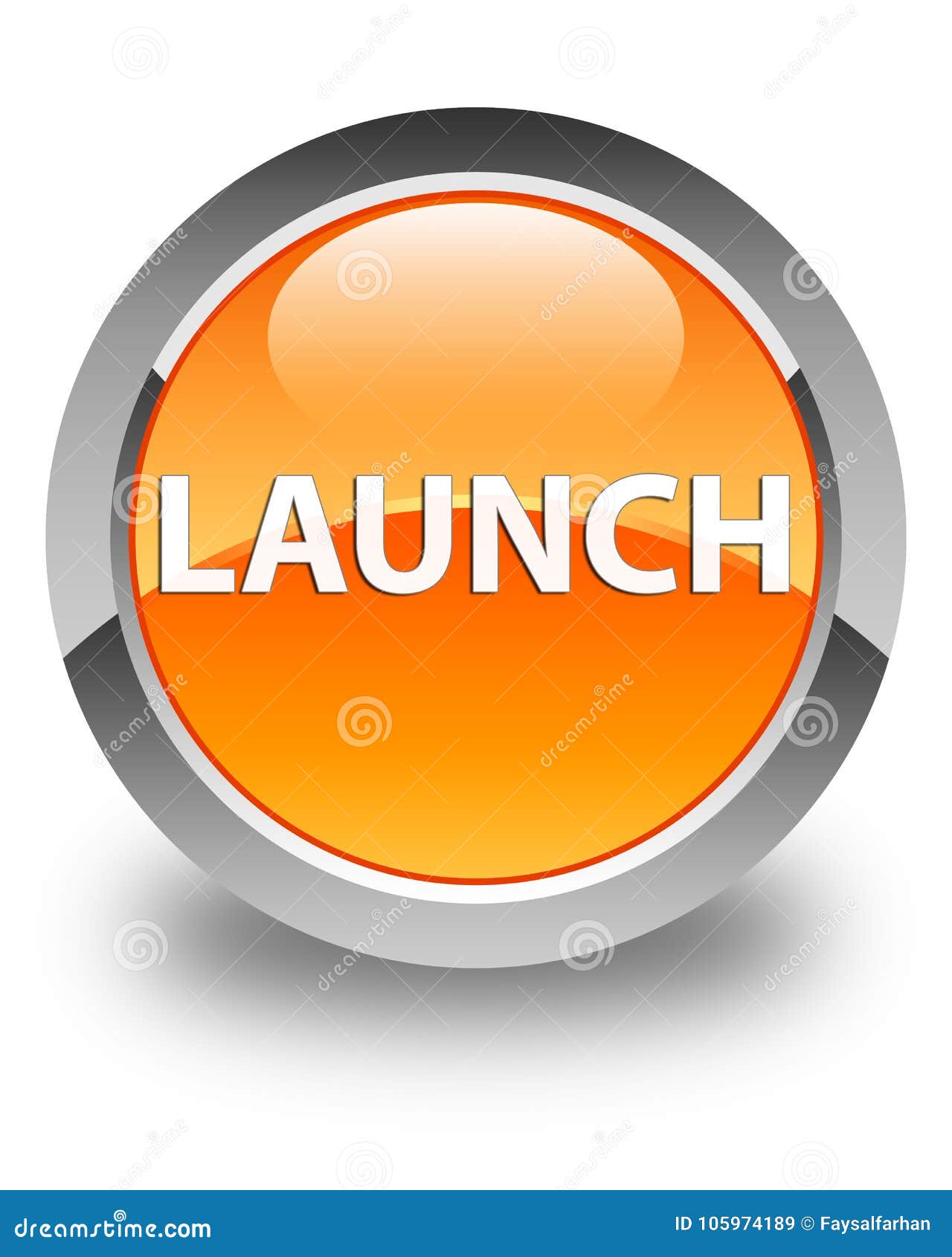 Launch Glossy Orange Round Button Stock Illustration - Illustration of ...