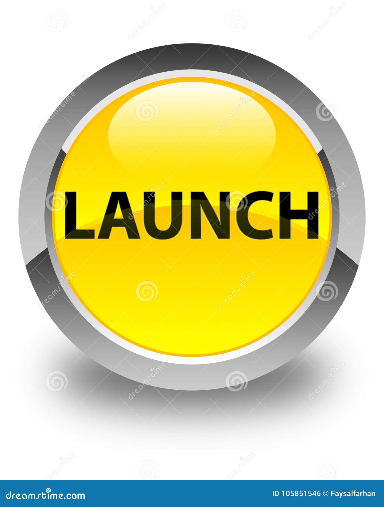 Launch Glossy Yellow Round Button Stock Illustration - Illustration of ...