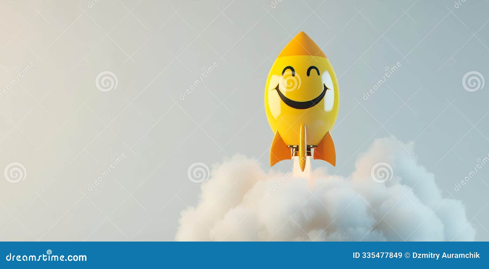The Launch of the Happy Smile Rocket in Social Media, 3D Renderings ...
