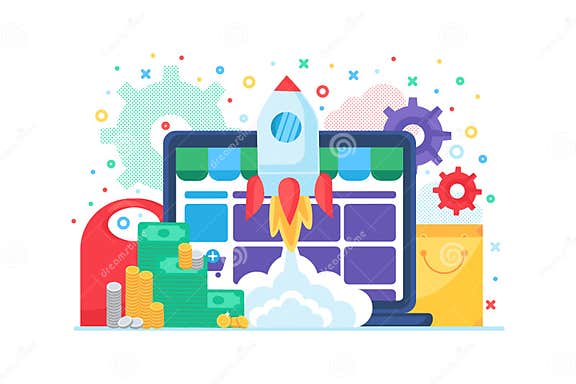 Launch of High Tech Startup Project Concept Stock Illustration ...