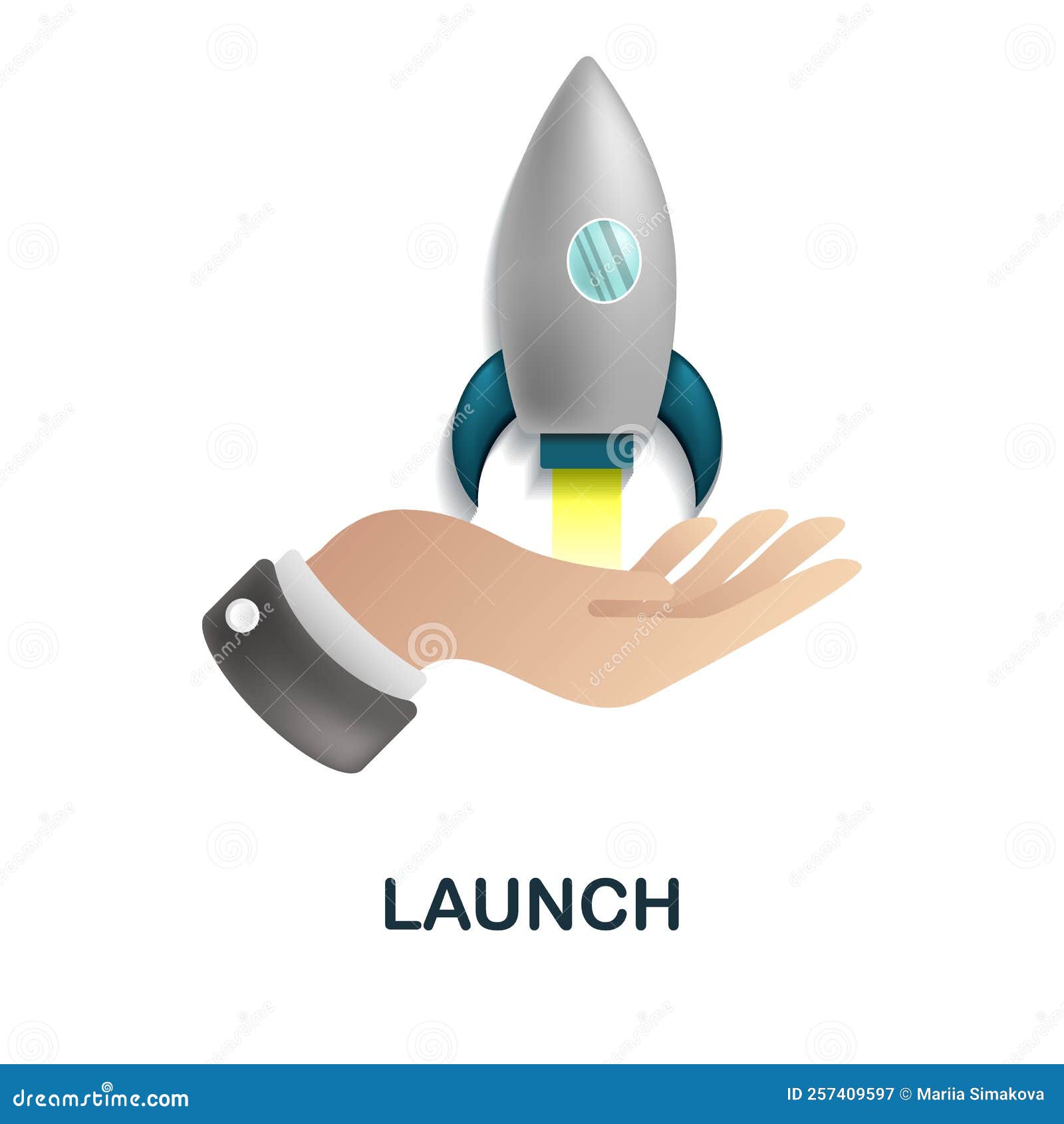 Launch Icon. 3d Illustration from Crowdfunding Collection. Creative ...
