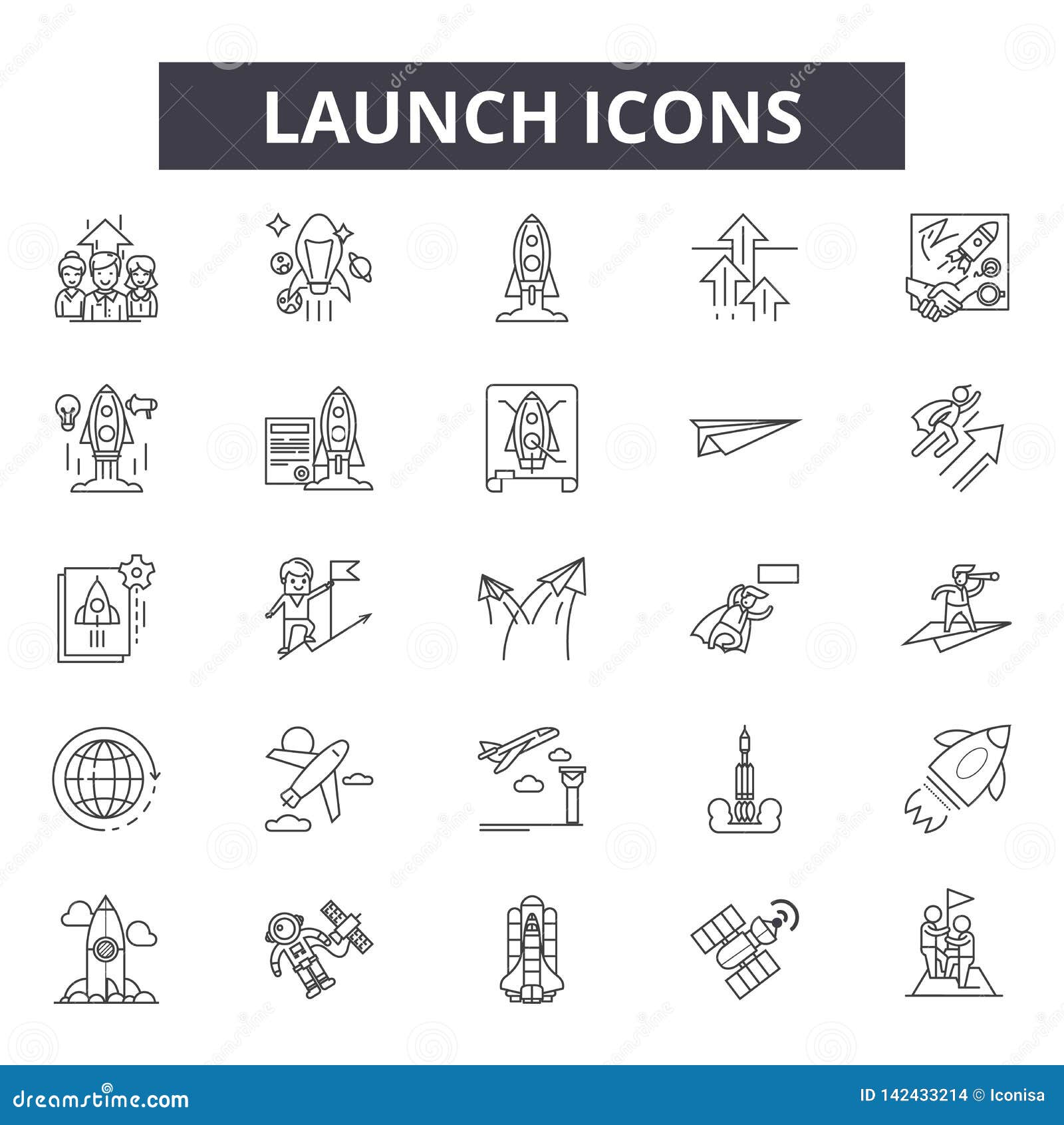 Launch Icon Line Icons for Web and Mobile Design. Editable Stroke Signs ...