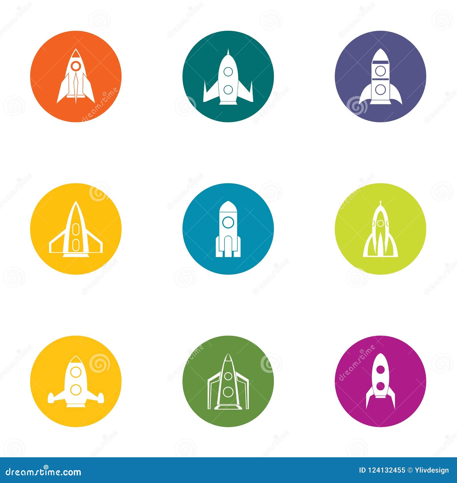 Launch Icons Set, Flat Style Stock Vector - Illustration of isolated ...
