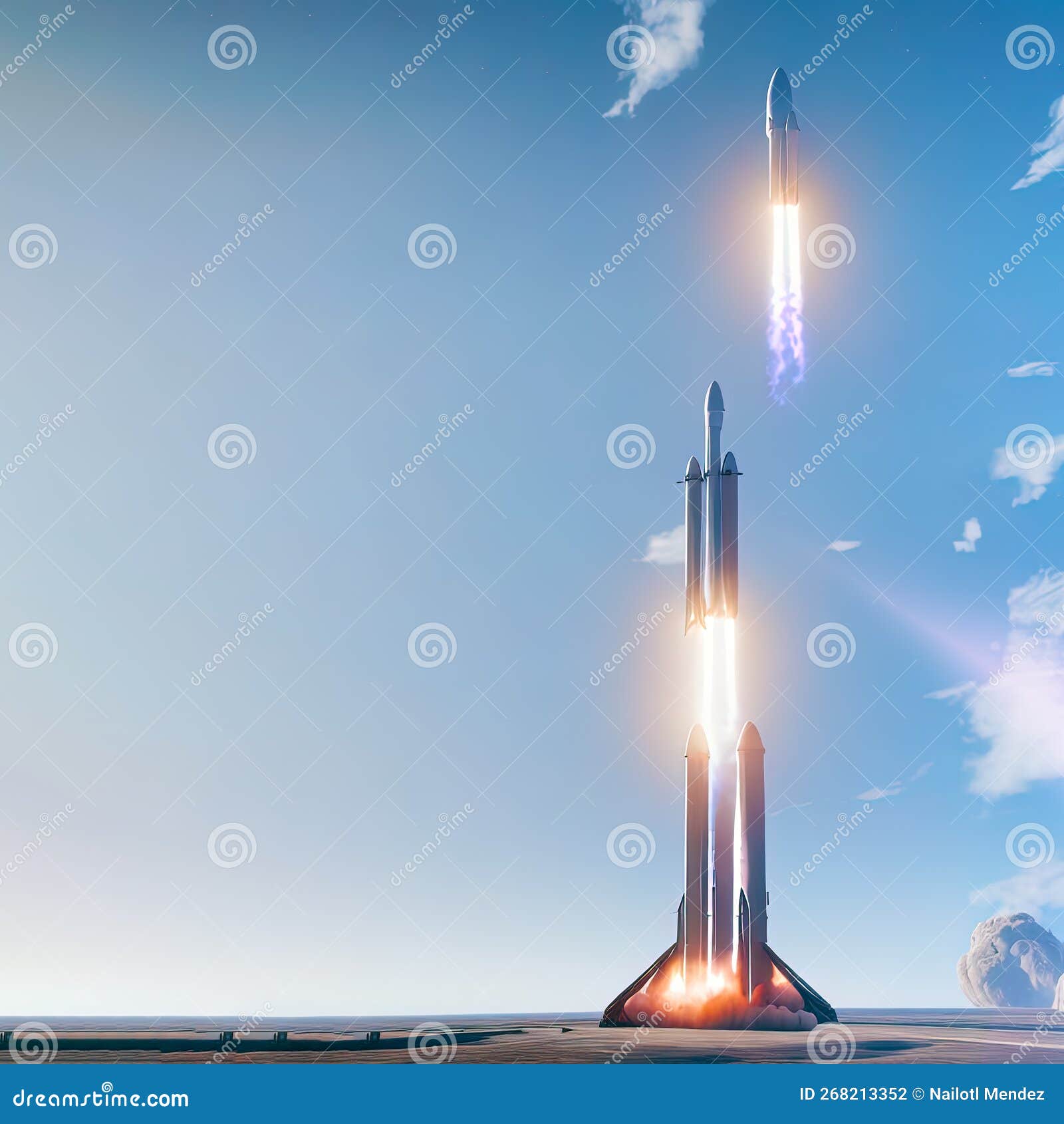 The Launch of Powerful Rockets from the Launch Platform. Generative Ia ...