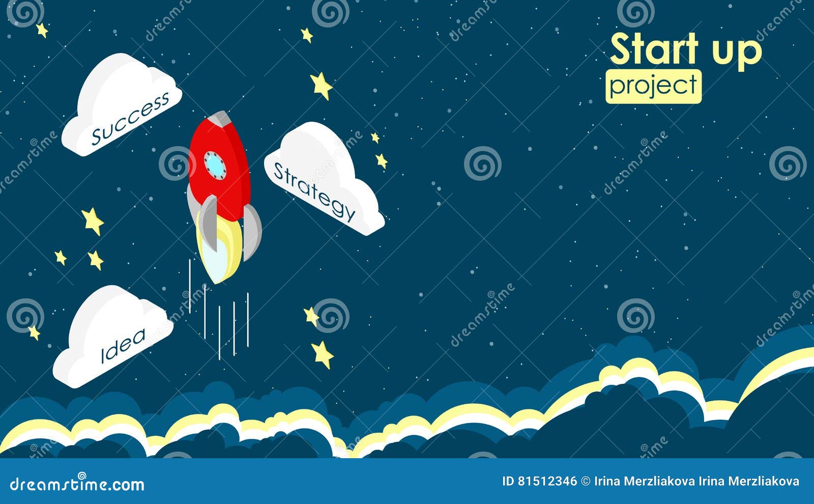 Launch of the Project. the Idea, Strategy and Success Stock Vector ...
